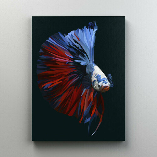 Интерьерная картина на холсте "Аквариумная рыбка - Петушок" размер 30x40 см