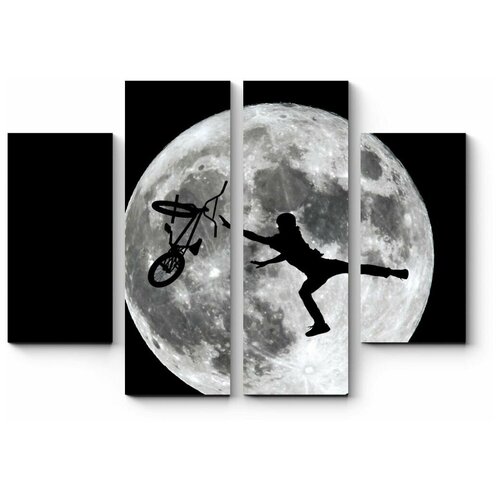 Модульная картина Силуэт байкера на фоне луны140x105