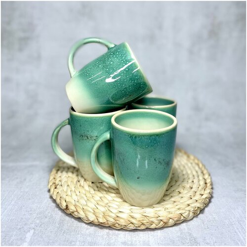 Набор кружек 4 шт из керамики, чашка кофейная, чашка для чая, объем 300 мл, коллекция Эрбосо Реаттиво