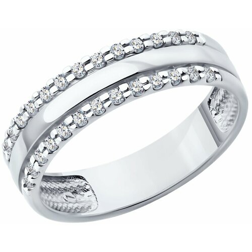 Кольцо обручальное Diamant online, белое золото, 585 проба, бриллиант, размер 16