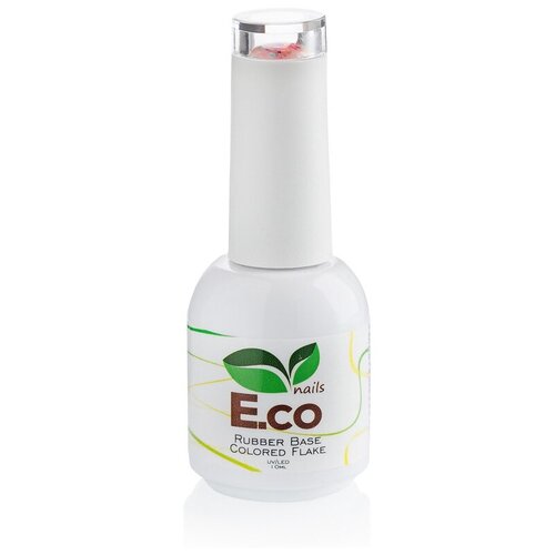 E.co nails Базовое покрытие Rubber Base Colored Flake, 001, 10 мл