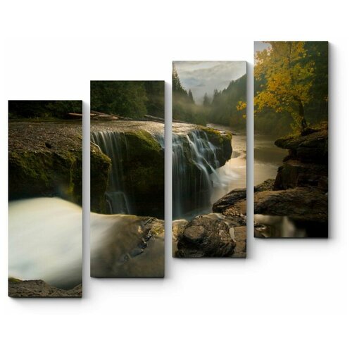 Модульная картина Лесной водопад 110x95