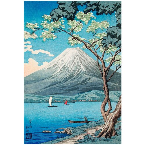 Постер / Плакат / Картина Вид на гору Фудзи 50х70 см в подарочном тубусе