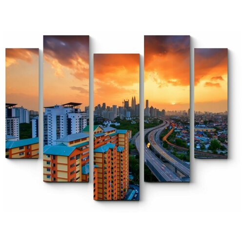 Модульная картина Пылающий закат над Куала-Лумпур191x155