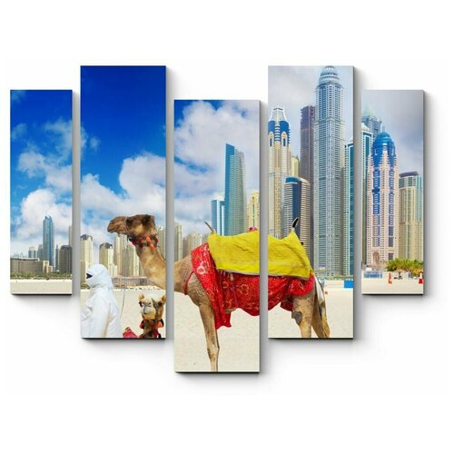 Модульная картина Верблюды на пляже Дубая 121x98