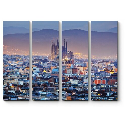 Модульная картина Величественная Барселона в сумерках120x90