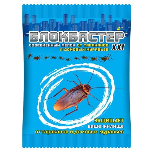 Средство от насекомых Ваше хозяйство Блокбастер XXI мелок от тараканов и домовых муравьев, 10 г, белый