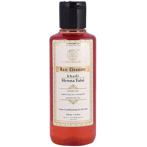 Шампунь для волос Хна и Тулси марки Кхади (Heena and Tulsi shampoo Khadi), 210 мл