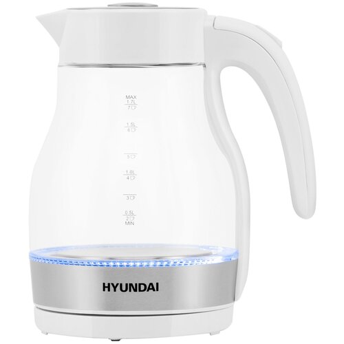 Чайник электрический Hyundai HYK-G3802 2200 Вт белый серебристый 1.7 л стекло