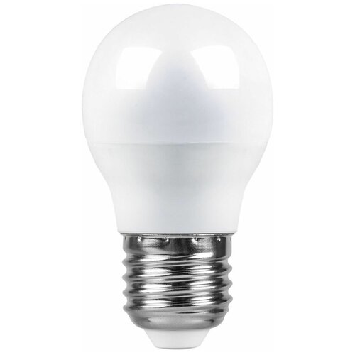 Лампа светодиодная LED 7вт Е27 белый шар | код. 25482 | FERON (2шт. в упак.)