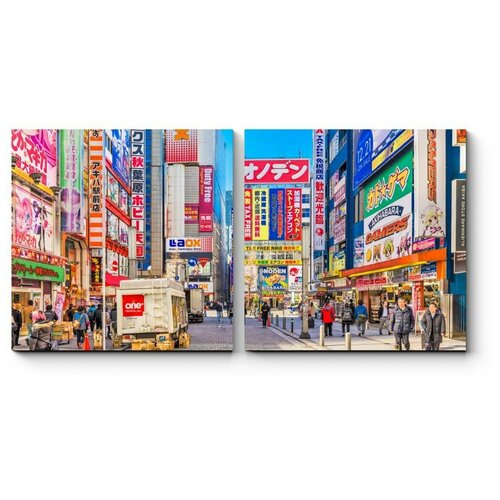 Модульная картина Пестрящий рекламой токийский центр140x70