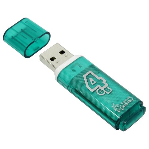 Память Smart Buy "Glossy" 4GB, USB 2.0 Flash Drive, зеленый