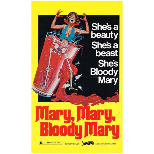 Постер / Плакат / Картина Рекламный плакат - Коктейль Mary, Mary, Bloody Mary 90х120 см в подарочном тубусе