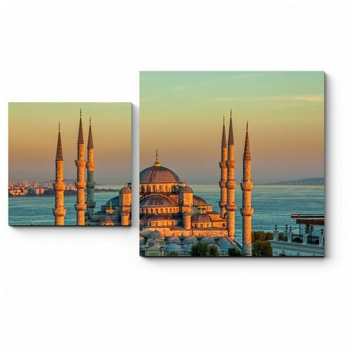 Модульная картина Голубая мечеть в закатных лучах, Стамбул 130x78