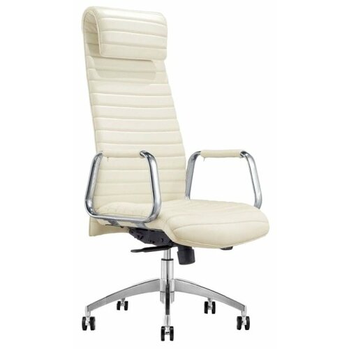 Компьютерное кресло EasyChair 528 ML для руководителя, обивка: натуральная кожа, цвет: белый/алюминий