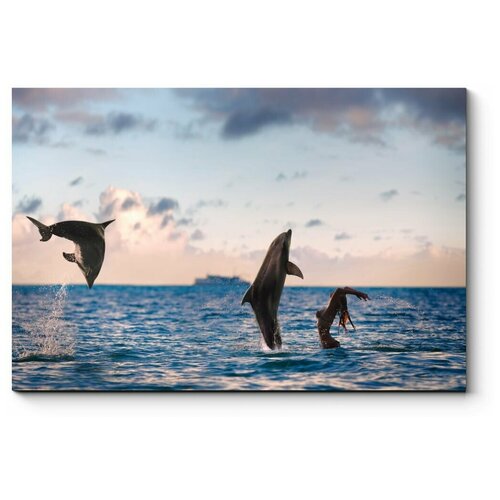 Модульная картина Купание с дельфинами120x80