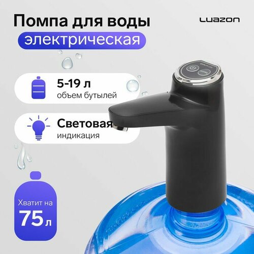 Помпа для воды LuazON LWP-06, электрическая, 5 Вт,800 мАч, порционная подача воды, АКБ, чёрная (комплект из 2 шт)