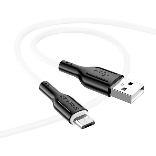 Кабель Borofone BX63, microUSB - USB, 2.4 А, 1 м, TPE оплётка, белый