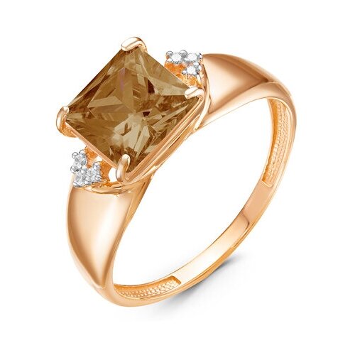 Кольцо Diamant online, золото, 585 проба, раухтопаз, фианит, размер 18