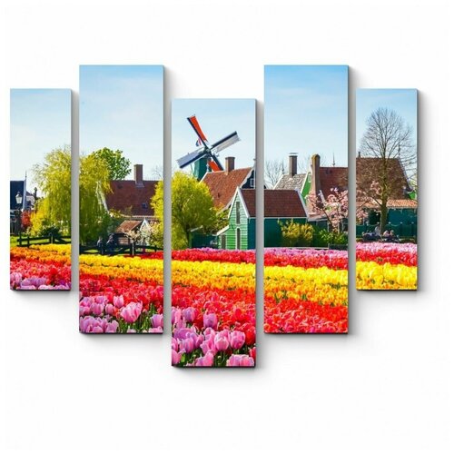 Модульная картина Тюльпановое поле, Амстердам 131x106