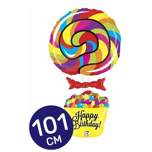 Воздушный шар фольгированный Betallic фигурный, Леденец, Happy Birthday, 101 см