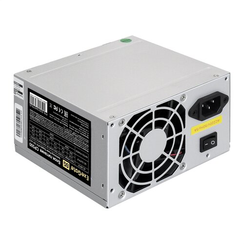 Блок питания 500W ExeGate CP500 (ATX, PC, 8cm fan, 24pin, (4+4)pin, PCI-E, 3xSATA, 2xIDE, кабель 220V в комплекте) EX219457RUS-PC