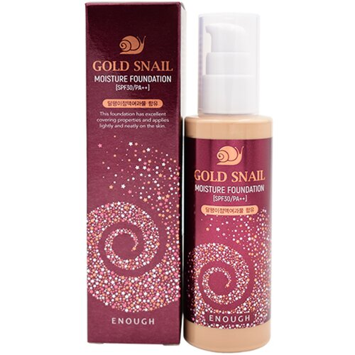 Тональный крем для лица увлажняющий с коллагеном, с муцином улитки ENOUGH Gold Snail Moisture Foundation SPF30, тон 21/ база под макияж