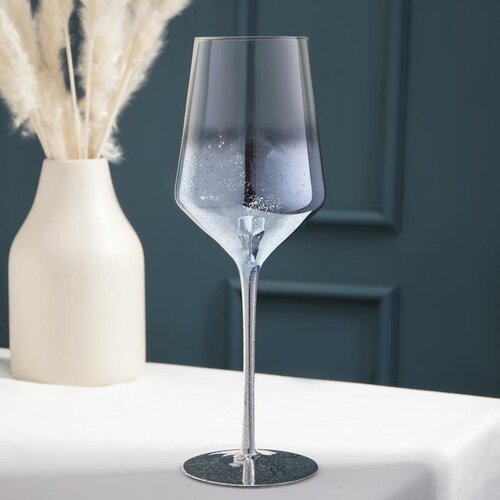 Бокал стеклянный для вина «Мерцание», 500 мл, 8,5×25 см, цвет синий