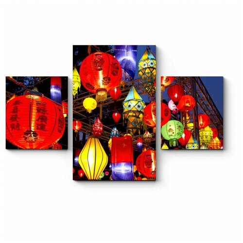 Модульная картина Волшебный свет китайских фонариков, Гонконг 120x78