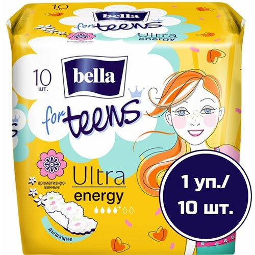 Bella прокладки for teens ultra energy deo fresh, 4.5 капли, 10 шт., белый