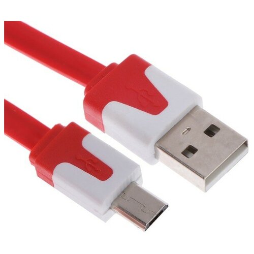 Кабель DCC328, microUSB - USB, зарядка + передача данных, 1 м, плоский, красный