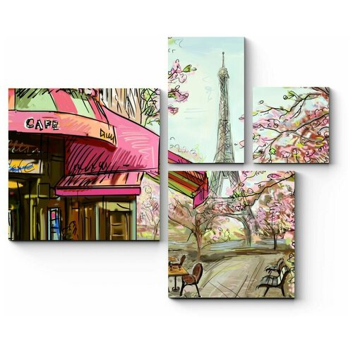 Модульная картина Весенний Париж132x110