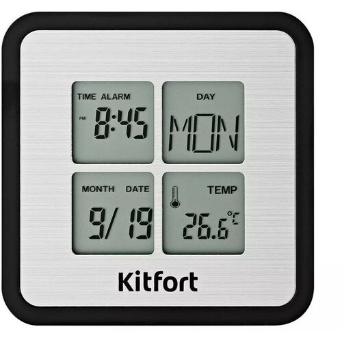 Kitfort Часы КТ-3301, термометр, календарь, таймер, белый