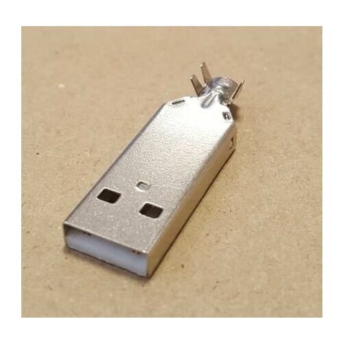 1 шт, Вилка USB-A на кабель, под пайку, разборная, из 4 частей (USBA-SP)