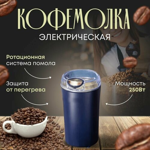 Кофемолка электрическая/ Измельчитель кухонный для кофе / Измельчитель крупы, зерна, перца, орехов, трав / мельница для кофе, Синий