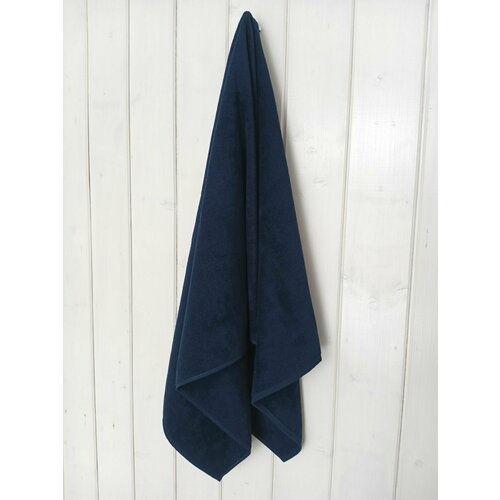 Махровое полотенце без бордюра, синее