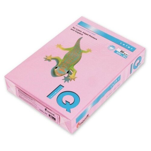 Бумага цветная А4 500 л, IQ COLOR, 80 г/м2, розовый, PI25