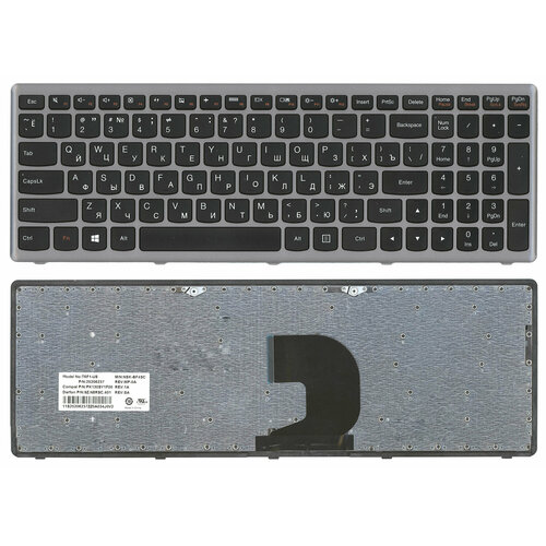 Клавиатура для ноутбука Lenovo NSK-BF4SC черная с серой рамкой
