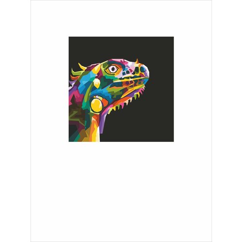 Картина Art IrbisPrint, Игуана в стиле поп-арт, 40х40 см натуральный холст на подрамнике