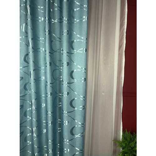 AMIR GROUP Комплект готовых блэкаут штор из рогожки с узорами, размер 550x260 см