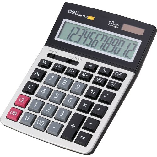 Калькулятор настольный Deli 1672 12-разрядный серебристый 211x154х41 мм, 1552694