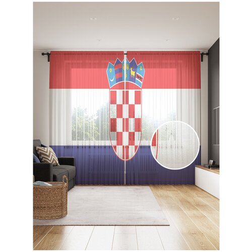 Фототюль JoyArty "Векторный флаг Хорватии", 145x265см (2 полотна со шторной лентой + 50 крючков)