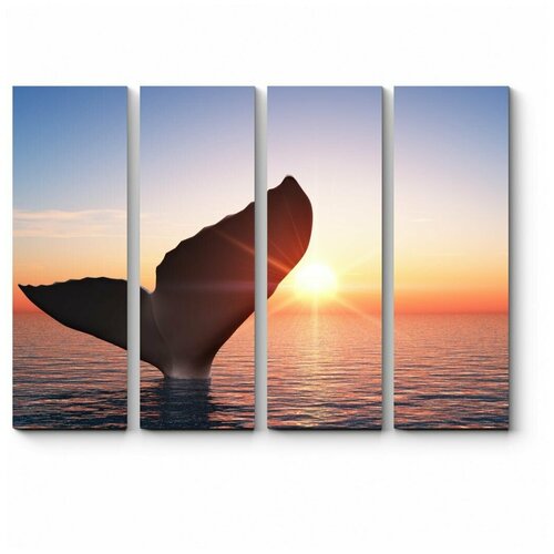 Модульная картина Силуэт кита на закате 100x75