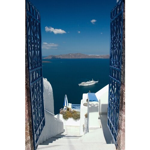 Остров Тира Эгейское море, страны и достопримечательности картина постер 20 на 30 см, шнур-подвес в подарок
