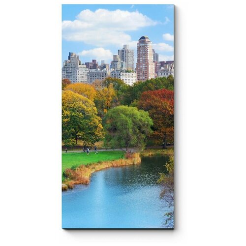 Модульная картина Осеннее озеро в Центральном Парке, Нью-Йорк 40x80
