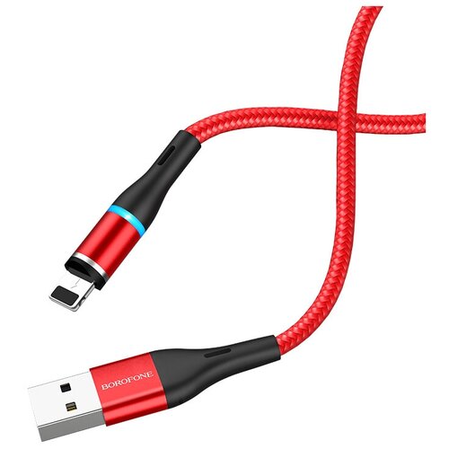 Магнитный кабель Borofone BU16 USB - Lightning 2.4A, красный