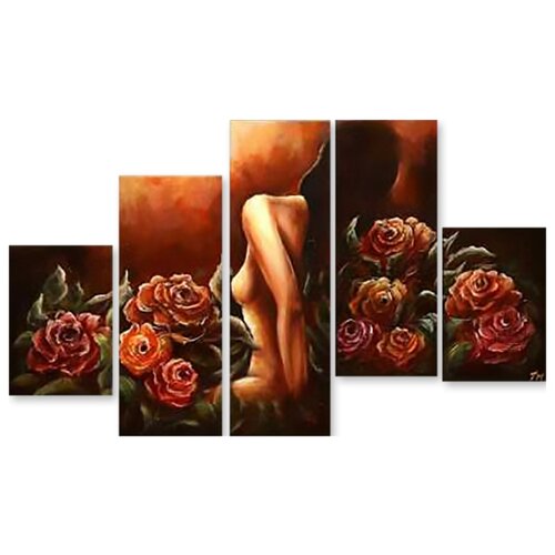 Модульная картина на холсте "Дева в розах" 120x73 см