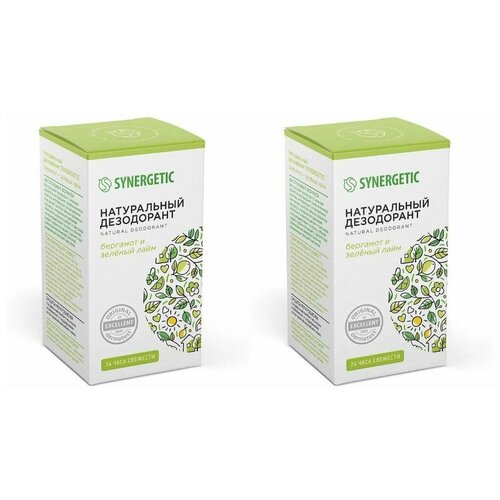 Synergetic Натуральный дезодорант, Бергамот - зеленый лайм, 50мл, 2 шт