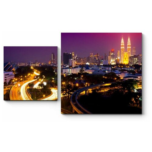 Модульная картина Сияние ночного Куала-Лумпур 80x48