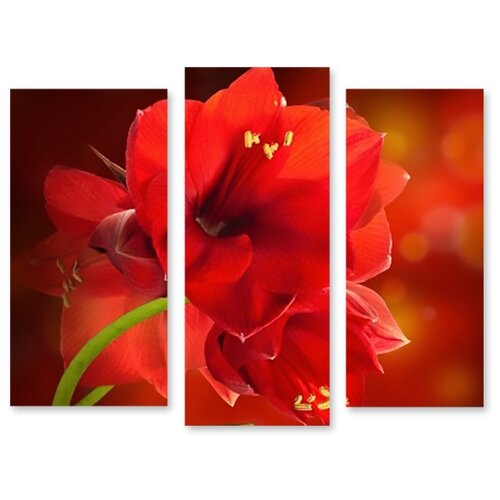 Модульная картина на холсте "Красные лилии" 90x70 см